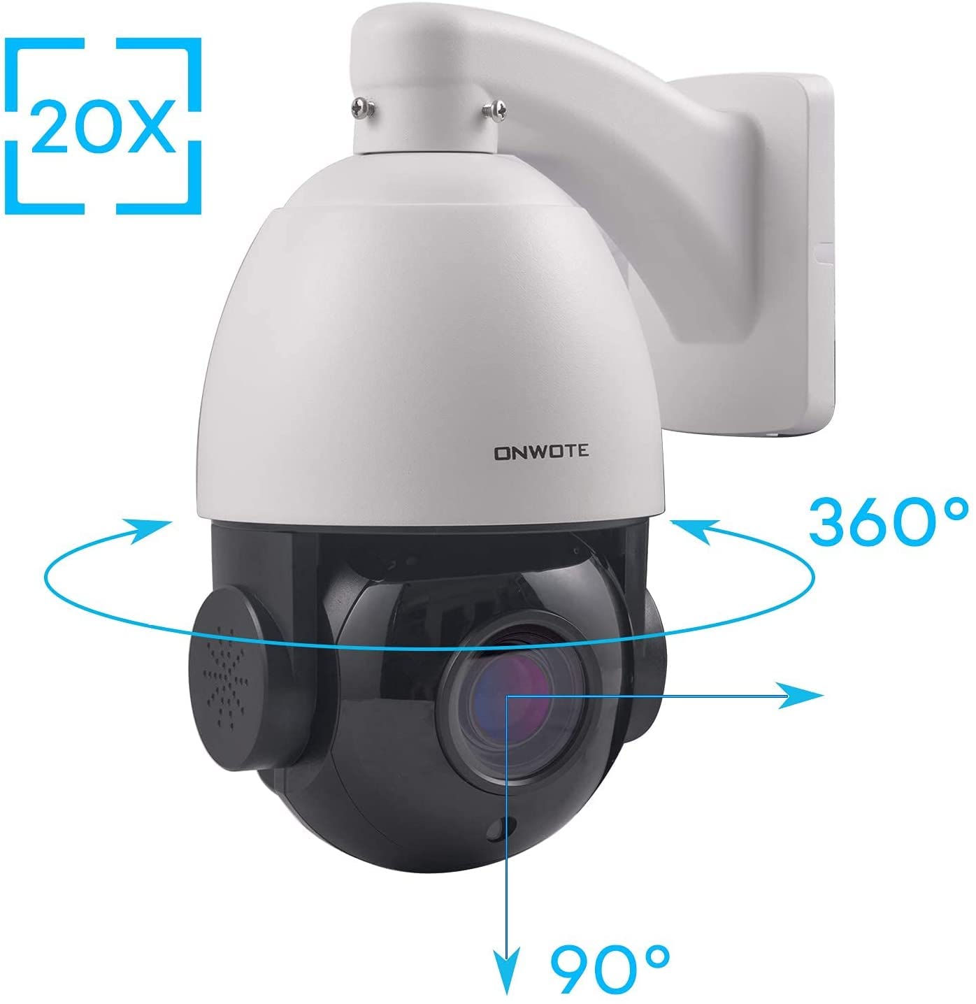 ONWOTE 4K 8MP 20X IP PTZ PoE Security Camera, Smart AI Human Vehicle Detection, Support Auto Tracking, 360° Pan 90° Tilt 20X Optical Zoom, 4.7-94mm Motorized Lens, Auto Cruising, 262-328ft IR IP66