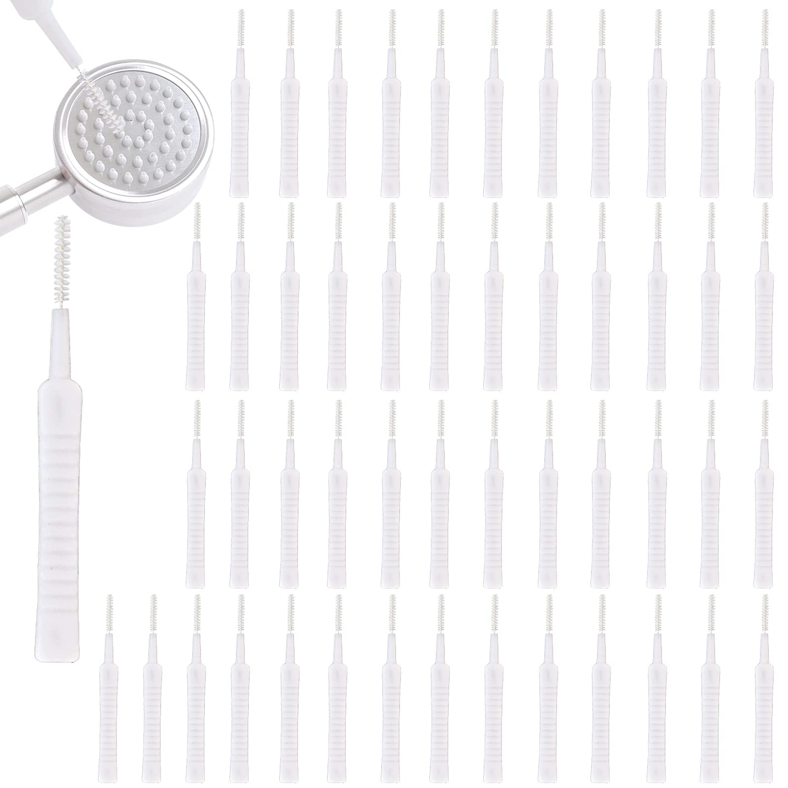 TCOTBE 50 Pieces Anti-Clogging Shower Dredge Brush Shower Nozzle Brush Mini Shower Head Cleaning Brush Pore Crevice Nylon Bristle Crevice Brushes Cleaning Brush for Sprinkler Hole Keyboard Gap