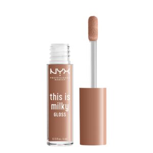 NYX PROFESSIONAL MAKEUP This Is Milky Gloss, Vegan Lip Gloss, 12 Hour Hydration - Cookies & Milk (Cool Beige Nude)