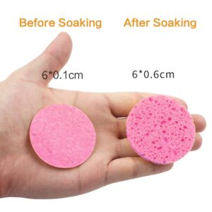 MMRH 50 pcs Facial Sponges, 100% Natural Cellulose Face Sponge, Professional Cosmetic Spa Sponges, Exfoliating Cosmetic Sponge (Pink)