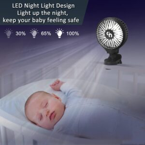 WayToLight Stroller Fan with LED Light 5200mAh Clip On Fan Handheld Portable Personal Fan Rechargeable Battery Operated Car Seat Fan for Baby Small USB Mini Desk Fan for Stroller Crib Car Rides