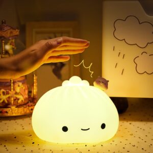 pretoee dumpling light for kids, cute night light color changing silicone night light usb charge, squishy lamp for boys girls kawaii gift