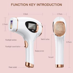 Ipl Laser Hair Removal For Women and Men Permanent, 999,999 Flashes Painless At-Home Hair Remover Device, Suitable for Armpits , Back Legs, Arms, Face, Bikini Line