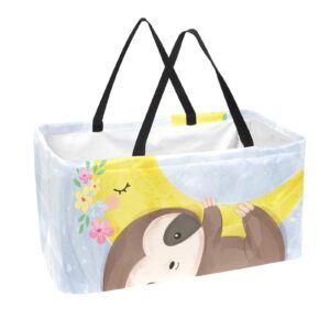 reusable shopping basket watercolor sloth portable folding picnic grocery bags laundry basket shopping tote bag