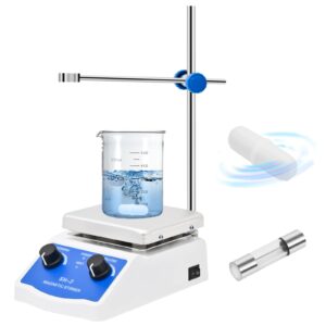 lab magnetic stirrer plate hot stir mixer with stirring bar heating electric mixing machine for chemistry equipment 1000ml capacity 100~2000 rpm speed resin epoxy stirring bar & support stand included