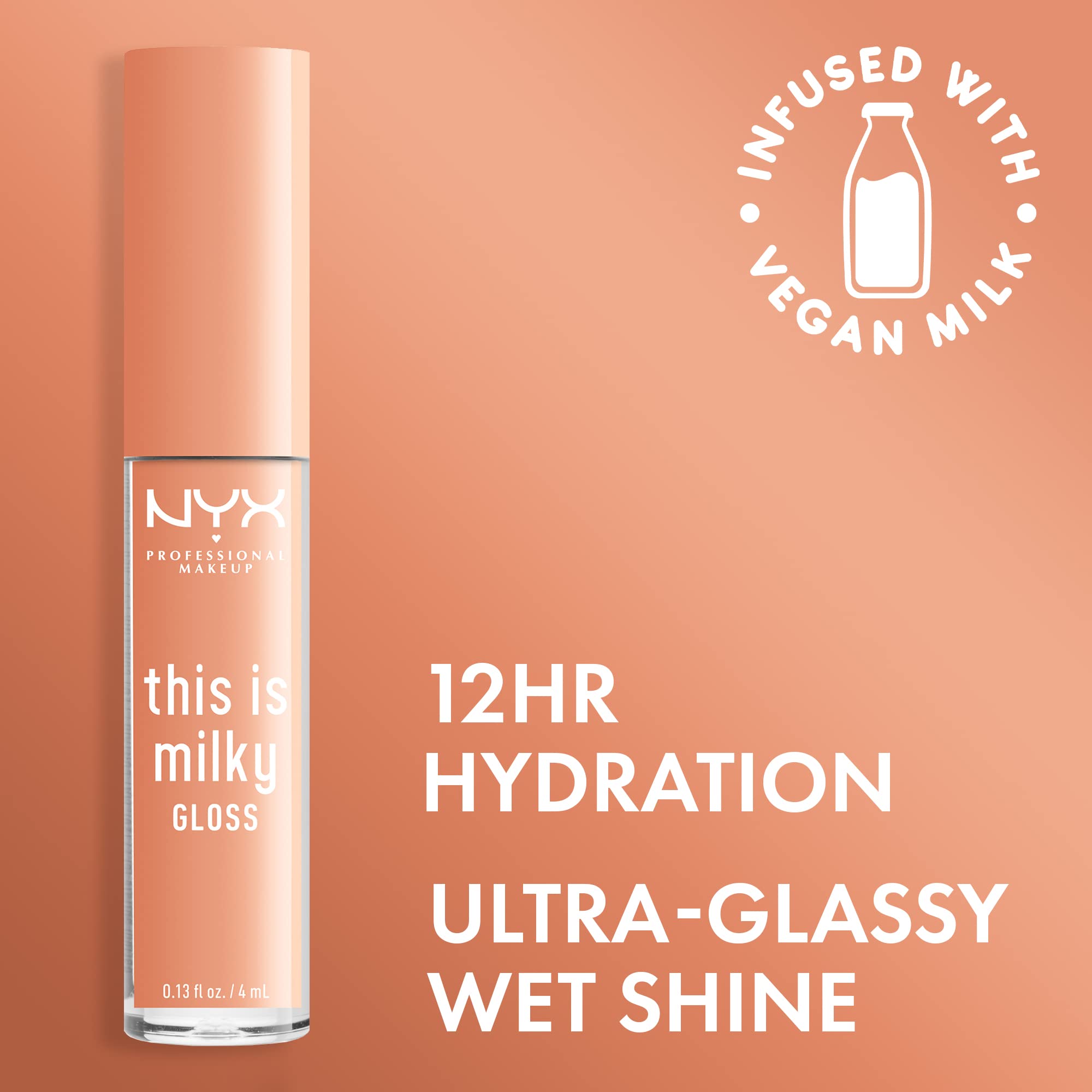 NYX PROFESSIONAL MAKEUP This Is Milky Gloss, Vegan Lip Gloss, 12 Hour Hydration - Milk & Hunny (Sheer Light Honey)