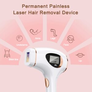 Ipl Laser Hair Removal For Women and Men Permanent, 999,999 Flashes Painless At-Home Hair Remover Device, Suitable for Armpits , Back Legs, Arms, Face, Bikini Line