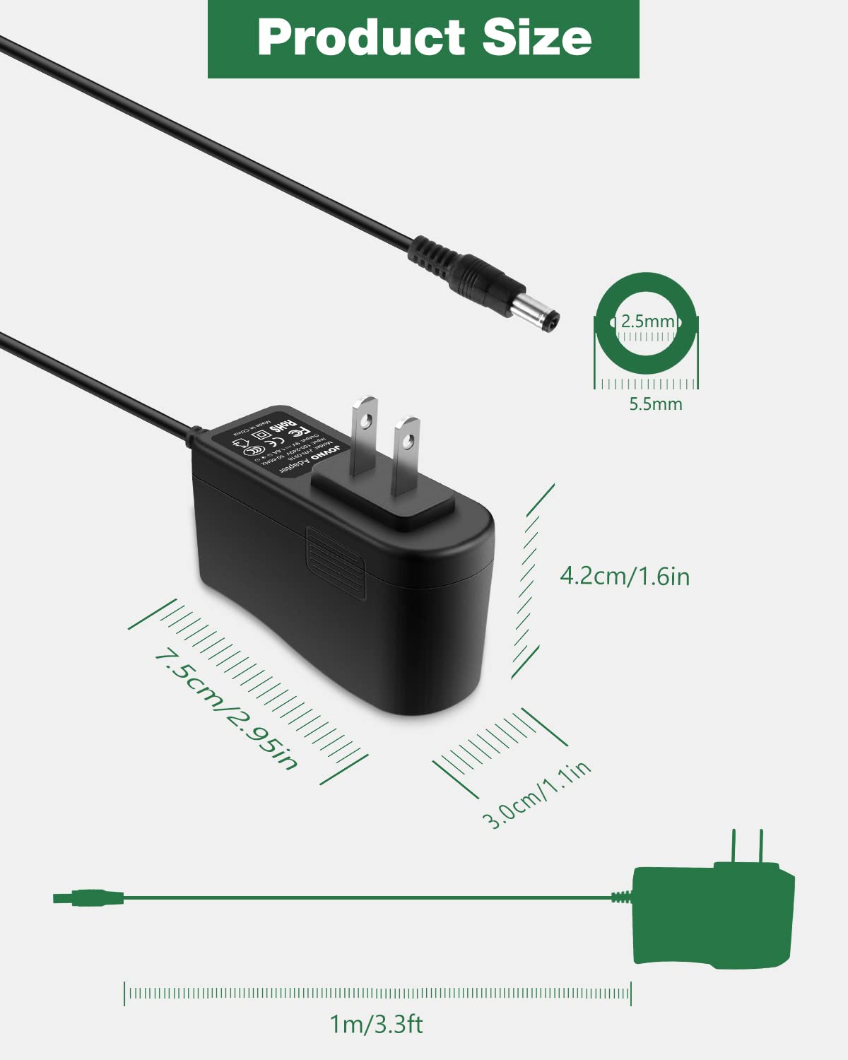 9V AC DC Adapter Charger for DYMO LabelManager 160 LM-160 LM-500TS 100 150 210D 220P 350 LM210D LM-200 LM-150 Rhino 6000 5200 4200 1738976 Handheld Label Maker Printer, JOVNO 9V 1.6A Power Supply