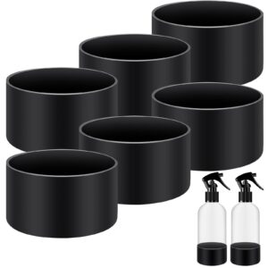 6 pieces protective silicone sleeve bottom washable rubber bottom base accessories non slip cosmetic spray bottom cover for 16 oz spray bottles, 12 to 24 oz water bottles, black