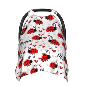 personalized lovely ladybug baby car seats canopy for baby with name, customize light weight minky covers for baby boys girls, nursing breastfeeding stroller cover canopies for newborn