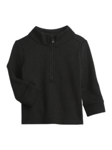 gap baby boys tech mockneck hooded sweatshirt, true black v2 2, 12-18 months us