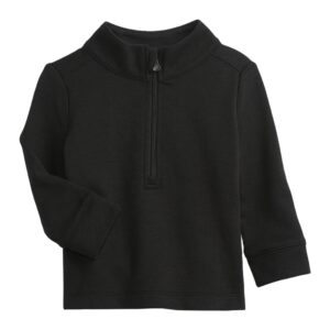 GAP baby boys Tech Mockneck Hooded Sweatshirt, True Black V2 2, 12-18 Months US