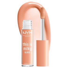 nyx professional makeup this is milky gloss, vegan lip gloss, 12 hour hydration - milk & hunny (sheer light honey)