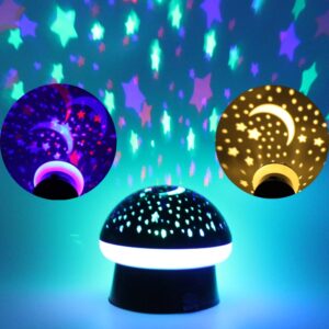 mushroom kids projector night lights for bedroom decor, battery operated star sky moon light projector, romantic color changing night lighting lamp, fun gifts for 1-4-6-14 year old girls and boys