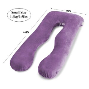 U Shaped Pregnancy Pillow, Full Maternity Body Pillow for Sleeping with Velvet Cover, Support for Back, Hips, Legs, Belly for Pregnant Women, 1.6kg, 46IN, Purple