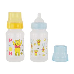 baby bottles 11 oz for boys or girls | 2 pack of disney princess infant hourglass shaped bottles with cover for newborns and all babies | bpa-free plastic baby bottle for baby shower