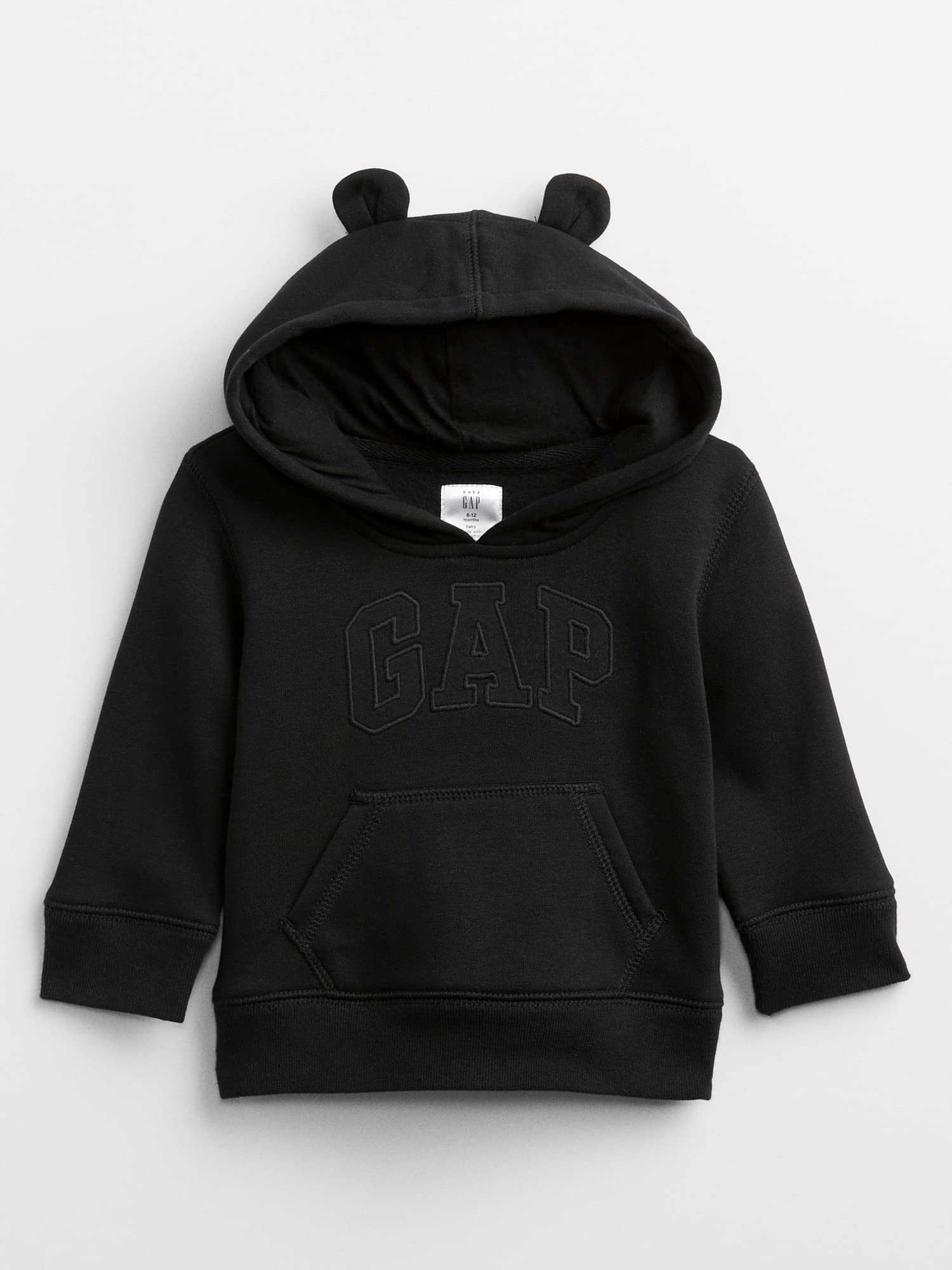 GAP baby boys Logo Pullover Hoodie Hooded Sweatshirt, True Black V2 2, 18-24 Months US