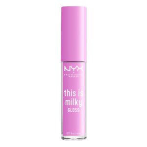 NYX PROFESSIONAL MAKEUP This Is Milky Gloss, Vegan Lip Gloss, 12 Hour Hydration - Lilac Splash (Sheer Baby Purple)