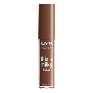 NYX PROFESSIONAL MAKEUP This Is Milky Gloss, Vegan Lip Gloss, 12 Hour Hydration - Milk The Coco (Chocolate Brown)