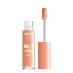 NYX PROFESSIONAL MAKEUP This Is Milky Gloss, Vegan Lip Gloss, 12 Hour Hydration - Milk & Hunny (Sheer Light Honey)