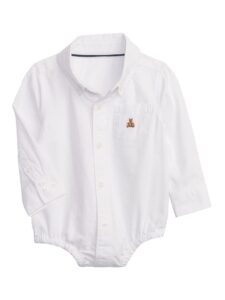 gap baby boys oxford bodysuit dress shirt, white v2 global, 3-6 months us