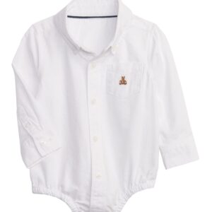 GAP baby boys Oxford Bodysuit Dress Shirt, White V2 Global, 3-6 Months US