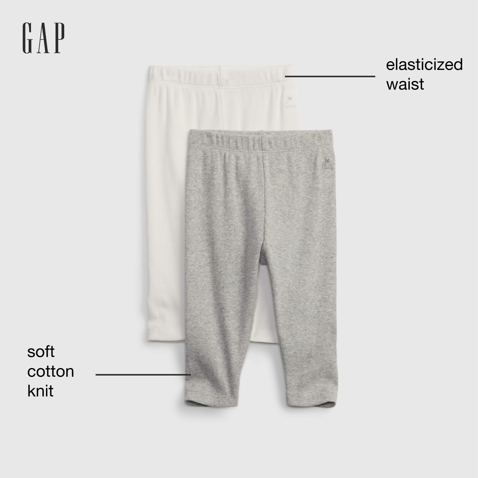 GAP Unisex Baby Ribbed Legging Pants, Grey Heather, 0-3 Months US