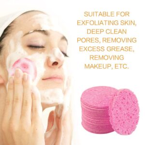 MMRH 50 pcs Facial Sponges, 100% Natural Cellulose Face Sponge, Professional Cosmetic Spa Sponges, Exfoliating Cosmetic Sponge (Pink)