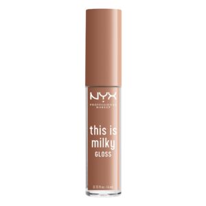 NYX PROFESSIONAL MAKEUP This Is Milky Gloss, Vegan Lip Gloss, 12 Hour Hydration - Cookies & Milk (Cool Beige Nude)