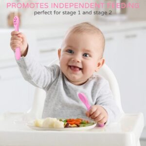 Silikong Silicone Baby Spoons Set (Stage 1 + Stage 2) - Toddler Utensils - Self Feeding Spoons