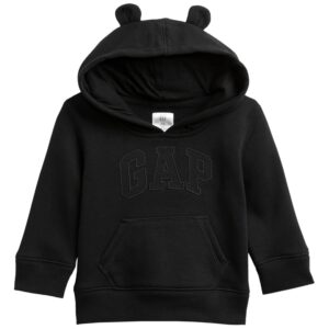 GAP baby boys Logo Pullover Hoodie Hooded Sweatshirt, True Black V2 2, 18-24 Months US