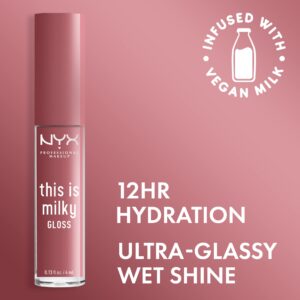 NYX PROFESSIONAL MAKEUP This Is Milky Gloss, Vegan Lip Gloss, 12 Hour Hydration - Cherry Skimmed (Dusty Pink Mauve)