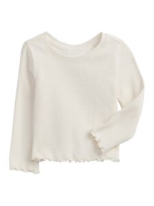 gap baby girls ribbed knit t-shirt t shirt, ivory frost, 3t us