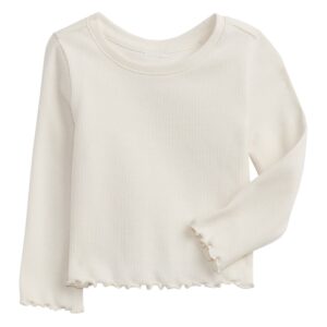 GAP Baby Girls Ribbed Knit T-Shirt T Shirt, Ivory Frost, 3T US