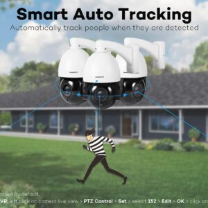 ONWOTE 4K 8MP 20X IP PTZ PoE Security Camera, Smart AI Human Vehicle Detection, Support Auto Tracking, 360° Pan 90° Tilt 20X Optical Zoom, 4.7-94mm Motorized Lens, Auto Cruising, 262-328ft IR IP66