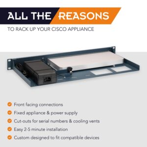 Cisco Meraki Firewall Appliance Rack Mount - 1U Server Rack Shelf with Easy Access Front Network Connections, Properly Vented, Customized 19 Inch Rack - RM-CI-T14 by Rackmount.IT