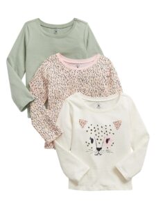 gap baby girls long sleeve tee t shirt, safari olive, 6-12 months us