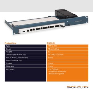 Cisco Meraki Firewall Appliance Rack Mount - 1U Server Rack Shelf with Easy Access Front Network Connections, Properly Vented, Customized 19 Inch Rack - RM-CI-T14 by Rackmount.IT