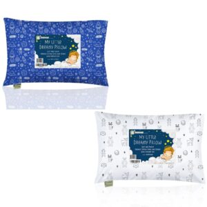 keababies toddler pillow with pillowcase bundle - organic cotton toddler pillows for sleeping (off to space & keafriends)