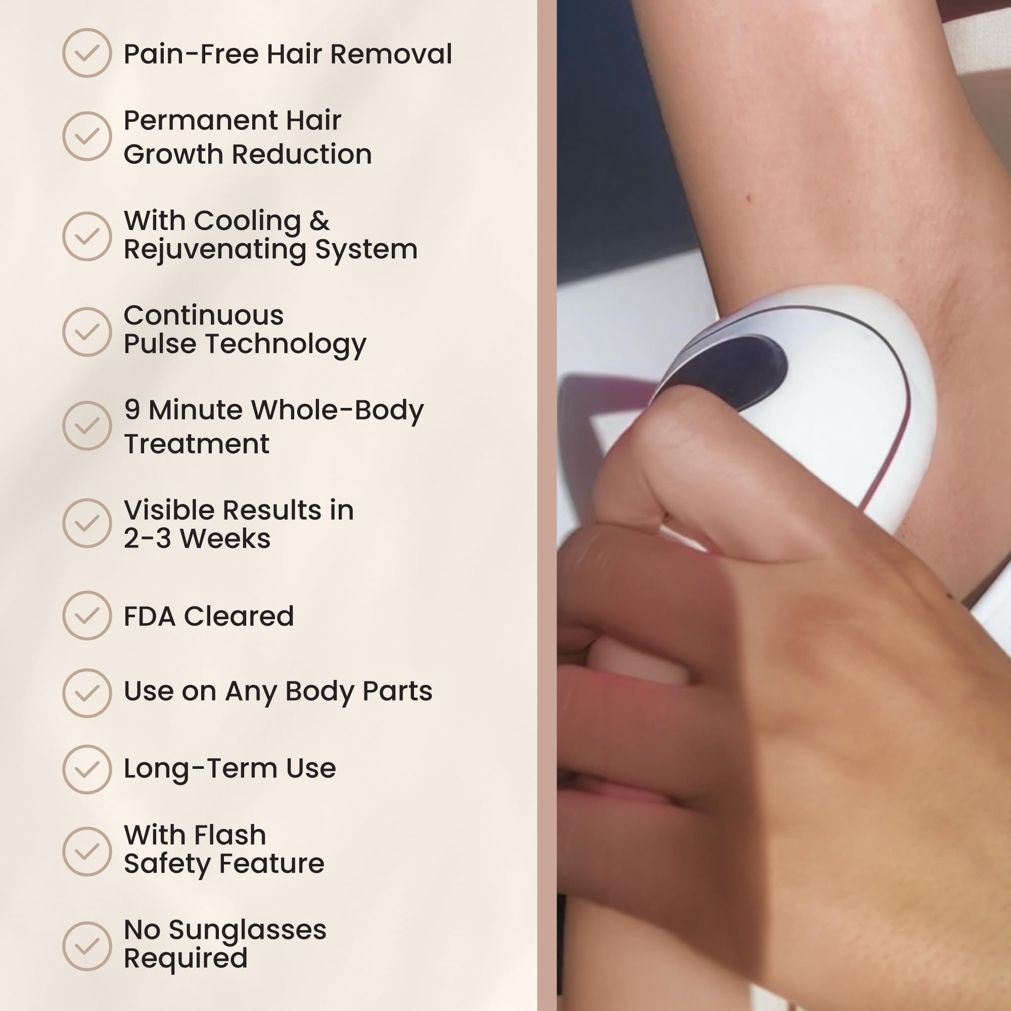 Kenzzi IPL PRO Hair Removal Device - IPL Laser Hair Removal and Rejuvenating Technology - Pain-Free At Home Laser Hair Removal for Whole Body Treatment