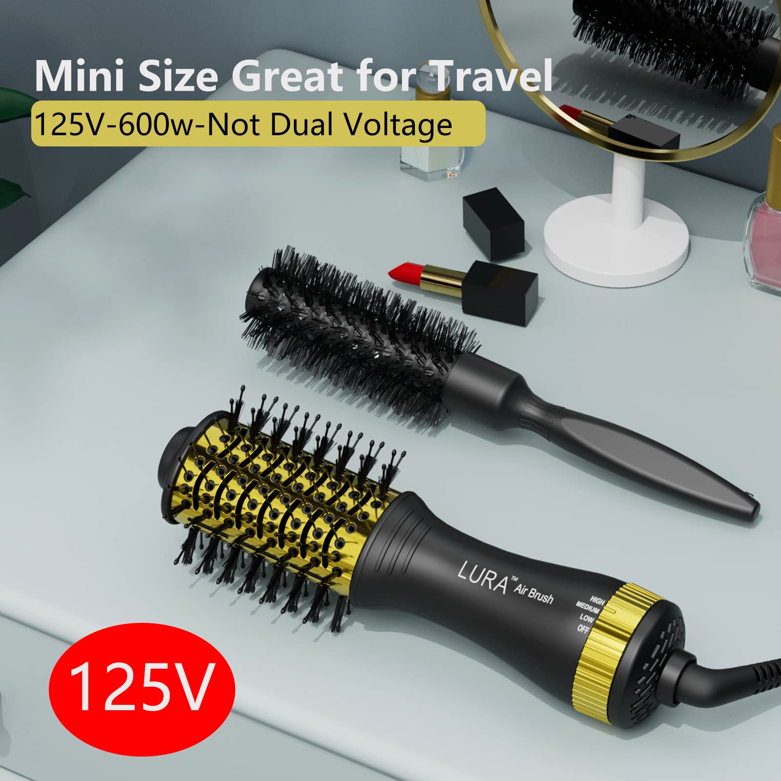 LURA Small Hot Air Brush for Shoulder-Length Styling, 2 Inch Blow Dryer and Styling Brush in One