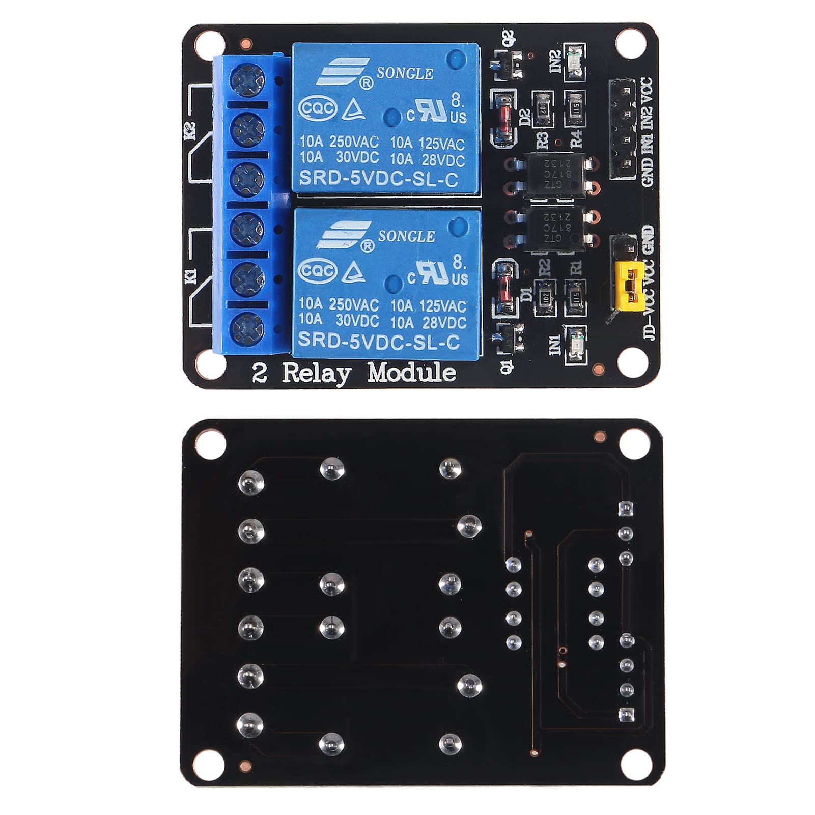 DWEII 10 PCS 2 Channel DC 5V Relay Module with Optocoupler Low Level Trigger Expansion Board Compatible with Arduino R3 MEGA 2560 1280 DSP ARM PIC AVR STM32 Raspberry Pi