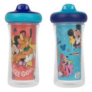 the first years disney mickey mouse kids insulated sippy cups - dishwasher safe spill proof toddler cups - ages 12 months and up - 9 ounces - 2 count