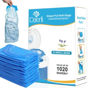 diaper pail refill bags,fully compatible with arm&hammer disposal system seal and toss diaper pail refills,holds up to 1020 diapers 34 pack (lavender)