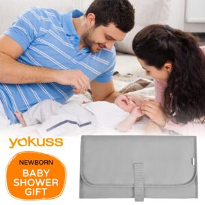 YaKuss Portable Baby Diaper Changing Pad, Detachable Travel Baby Changing Mat with Wipes Pockets and Diaper Bag, Baby Shower Gifts, Newborn Essentials, Unisex Baby Items (Small,1.0 Grey)