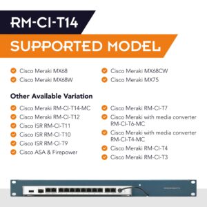 Cisco Meraki Firewall Appliance Rack Mount - 1U Server Rack Shelf with Easy Access Front Network Connections, Properly Vented, Customized 19 Inch Rack - RM-CI-T14 by Rackmount.IT