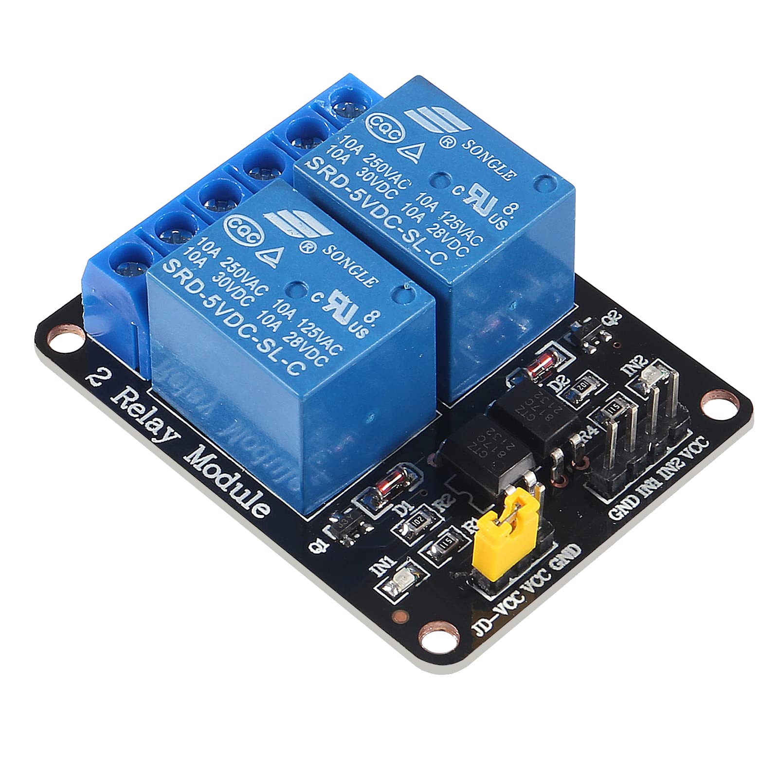 DWEII 10 PCS 2 Channel DC 5V Relay Module with Optocoupler Low Level Trigger Expansion Board Compatible with Arduino R3 MEGA 2560 1280 DSP ARM PIC AVR STM32 Raspberry Pi