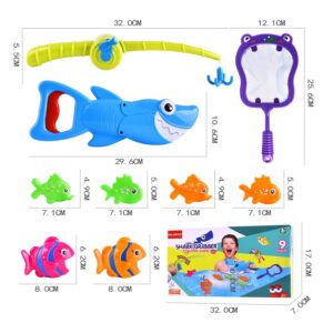 Bath Toys Baby Bath Essentials Fishing Pole Games Swimming Shark Grabber Water Table Pool Bath Time Infant Bathtub Toy Set Non Toxic Mold Free Bath Toys for Kids Ages 3 4 5 6 7 8 Boys Girls