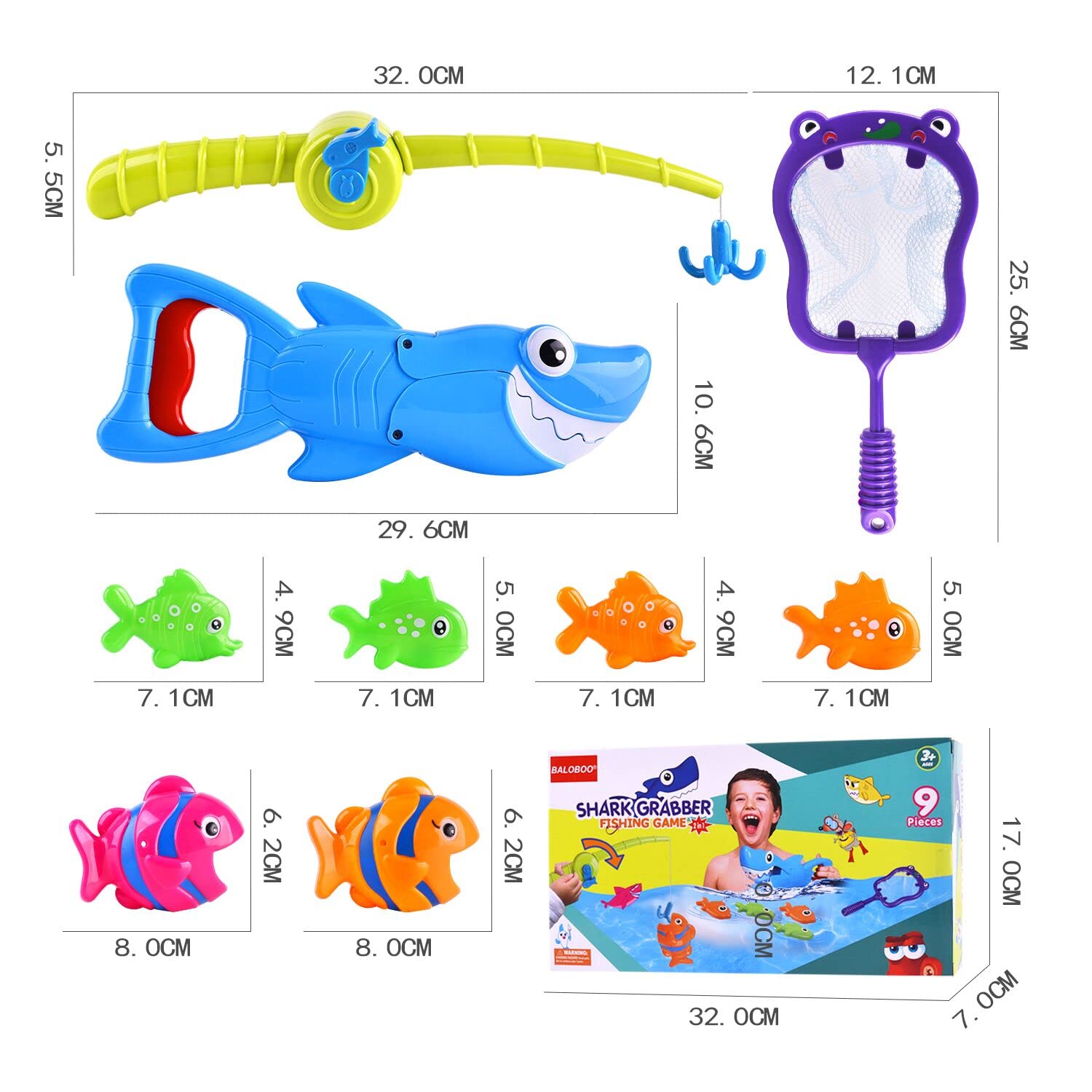 Bath Toys Baby Bath Essentials Fishing Pole Games Swimming Shark Grabber Water Table Pool Bath Time Infant Bathtub Toy Set Non Toxic Mold Free Bath Toys for Kids Ages 3 4 5 6 7 8 Boys Girls