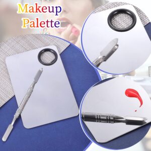 2 in 1 Set Makeup Mixing Palette, Stainless Steel Foundation Palette with Spatula for Mixing Foundation Eye Shadow Eyelash Nail Art